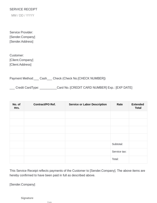 Receipt Templates, Free Receipt of Payment Samples for Services - PandaDoc