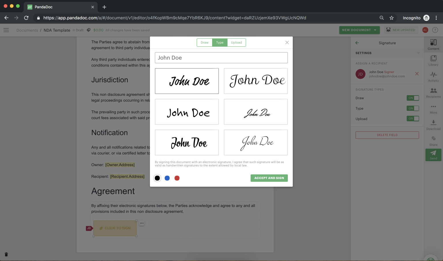 How to sign and send an NDA