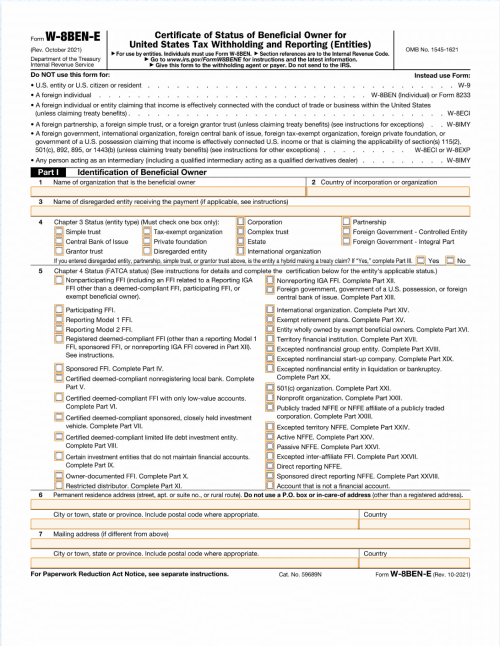IRS W-8BEN Form Template - Fill & Download Online [+ Free PDF]
