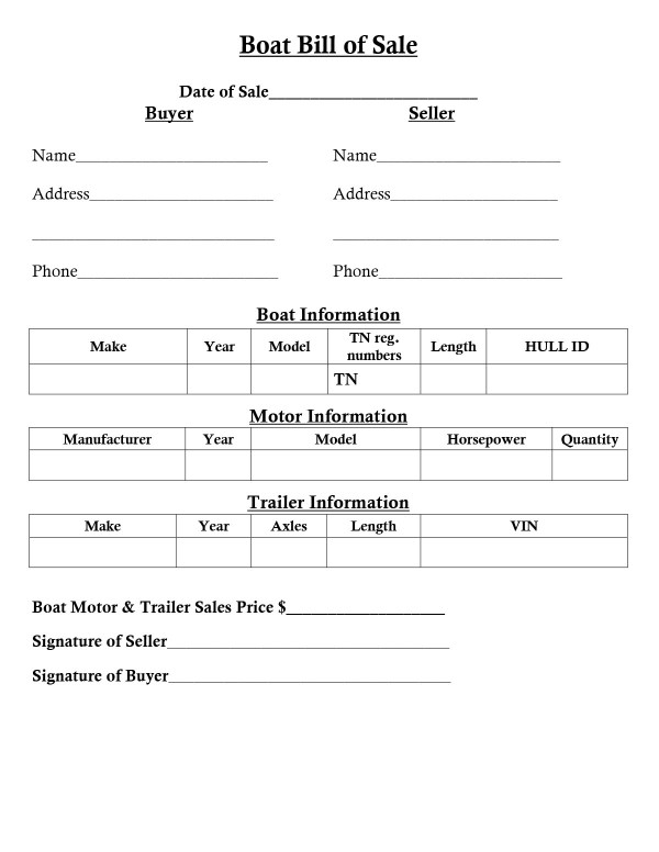 Tennessee Bill Of Sale Form Templates Free Samples Pandadoc