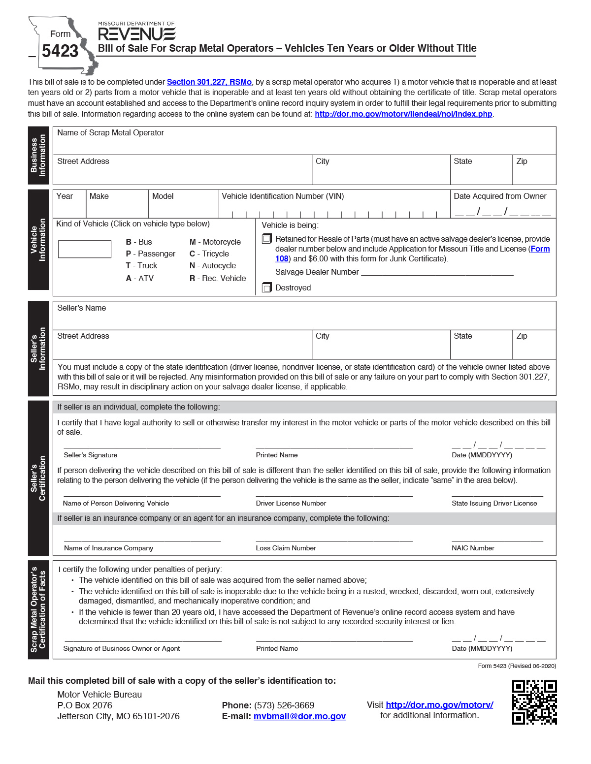 Missouri Bill of Sale Form Templates for Autos, Boats and More