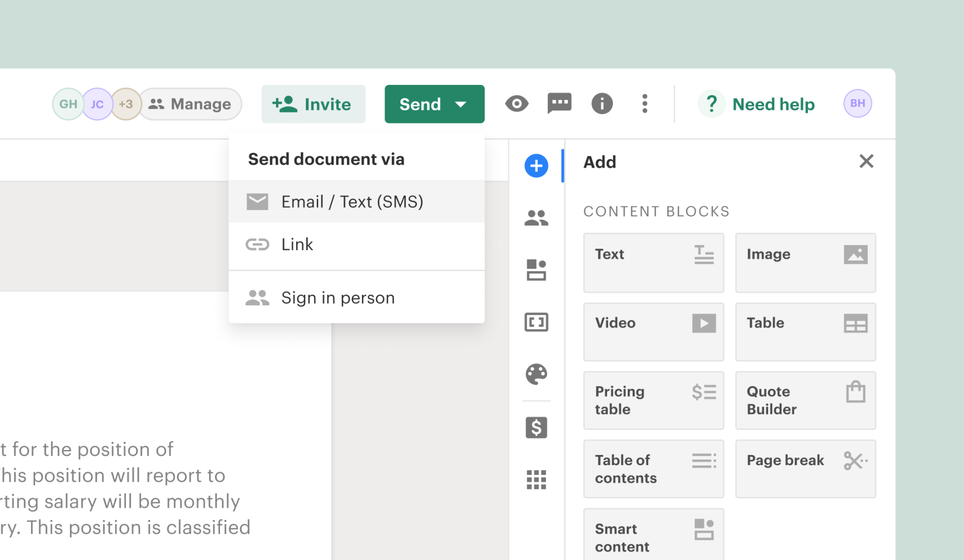 Send documents via text (SMS)