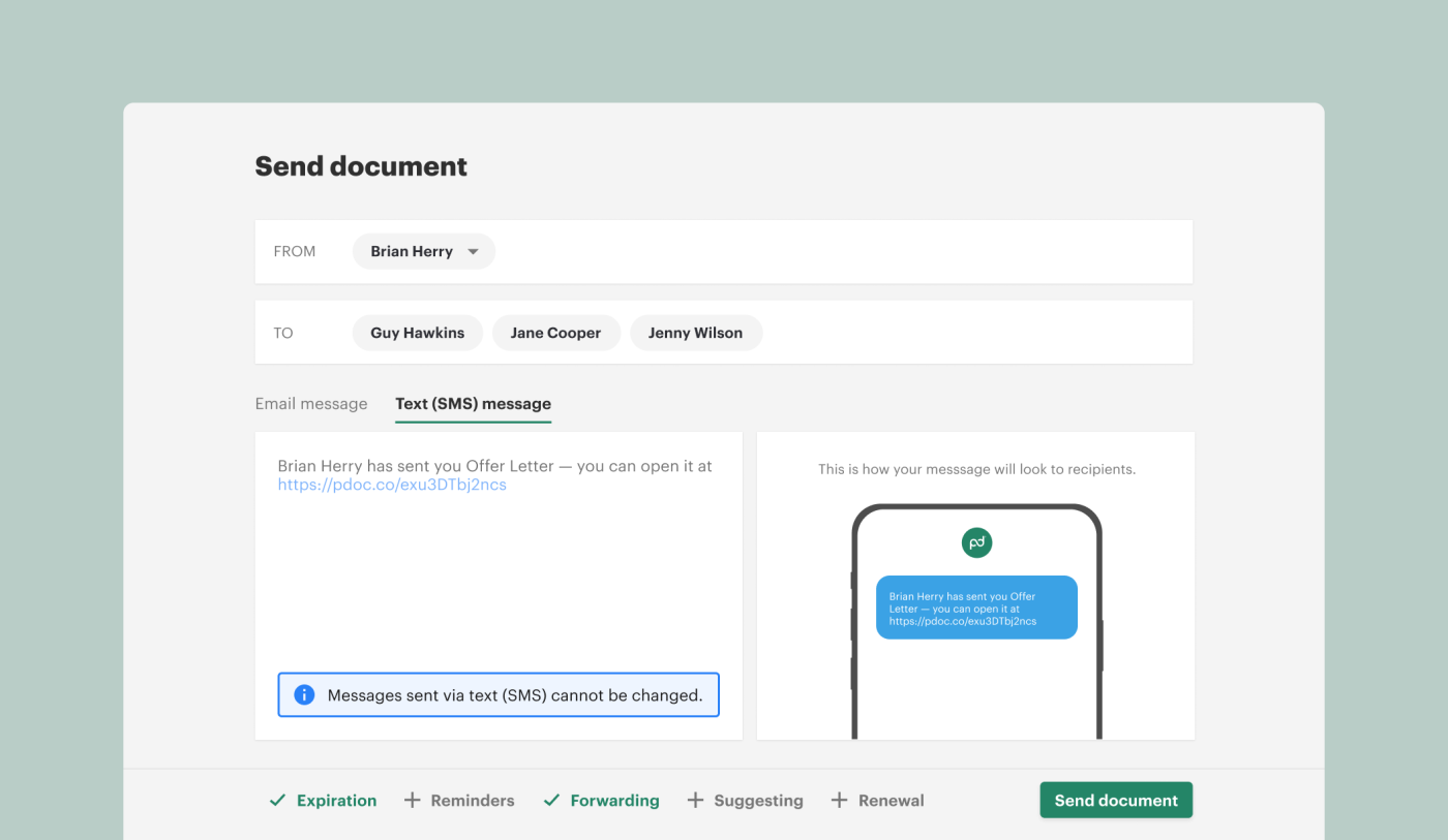 Send documents via text (SMS)