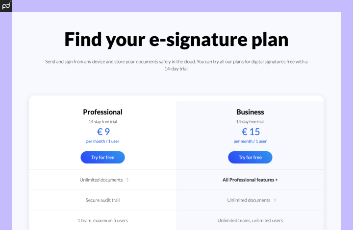 DocuSign Pricing: DocuSign Plans, Subscription Monthly Cost - PandaDoc