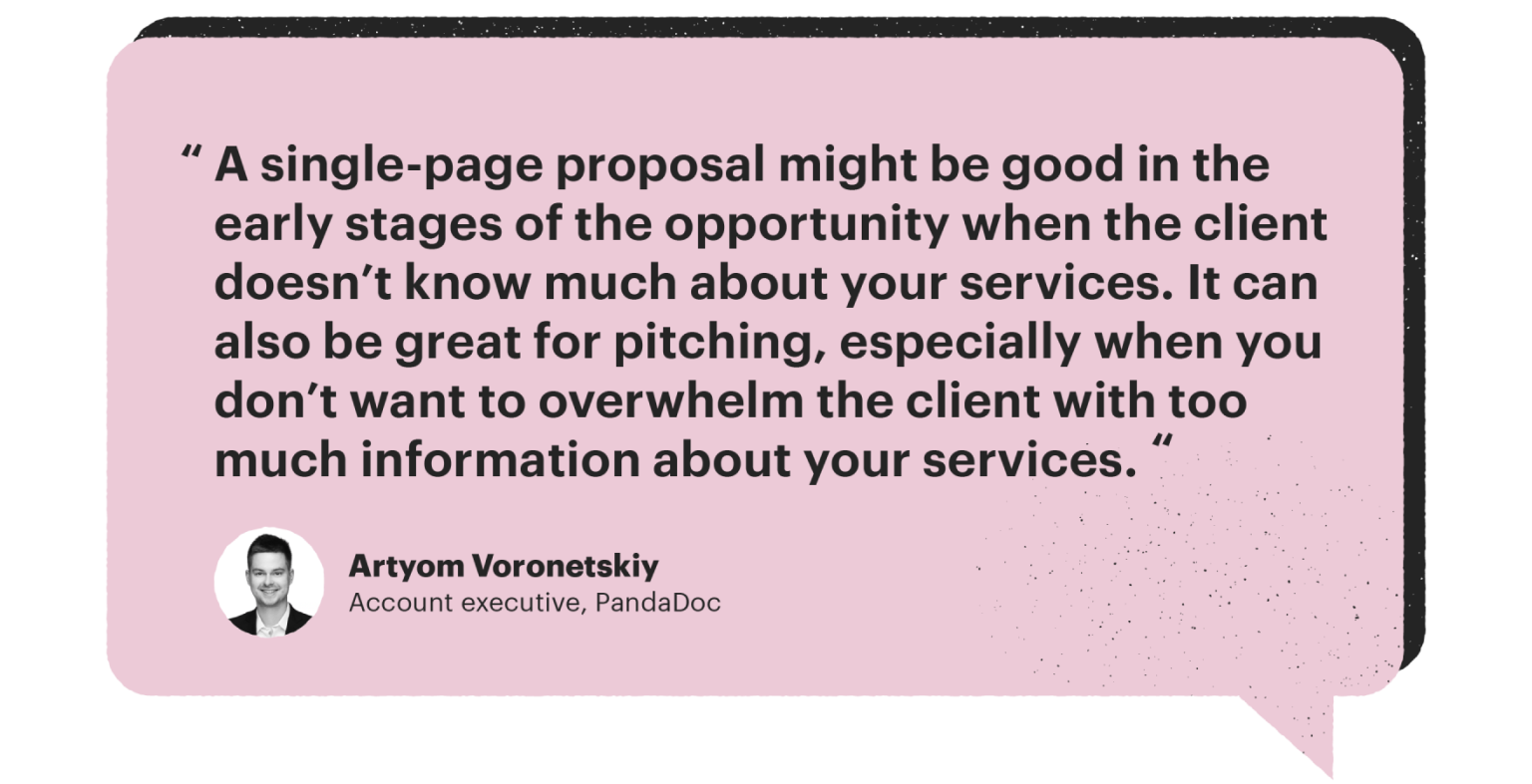 How To Write A One-Page Proposal - Tips, Tricks & Examples - PandaDoc