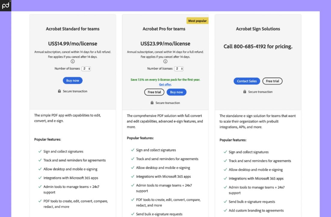 Adobe Sign Pricing & Review: Plans, Limits, Cost - Guide from PandaDoc
