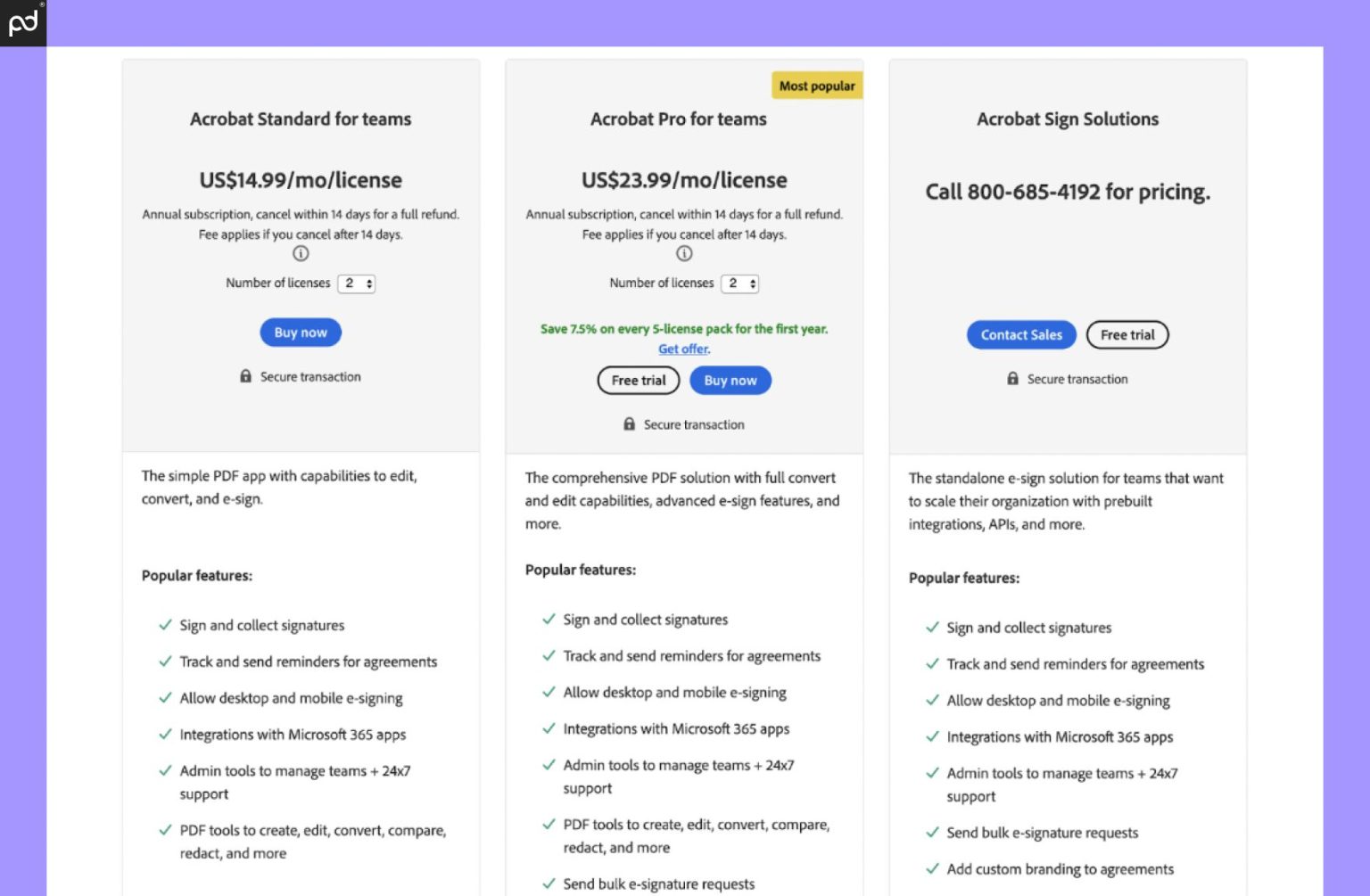 Adobe Sign Pricing & Review: Plans, Limits, Cost - Guide from PandaDoc