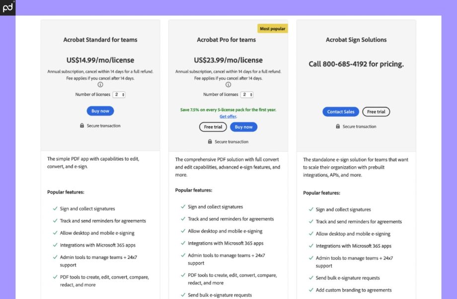 Adobe Sign Pricing & Review: Plans, Limits, Cost - Guide from PandaDoc