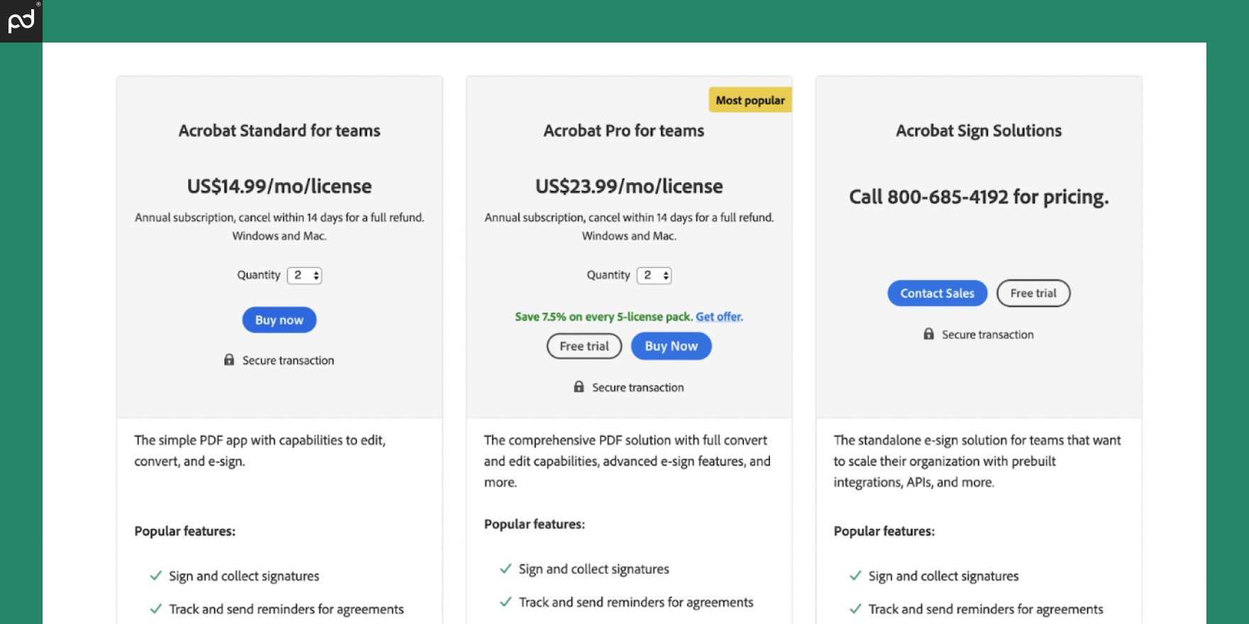 Adobe Acrobat Sign vs DocuSign Comparison 2025: Price, Features - PandaDoc