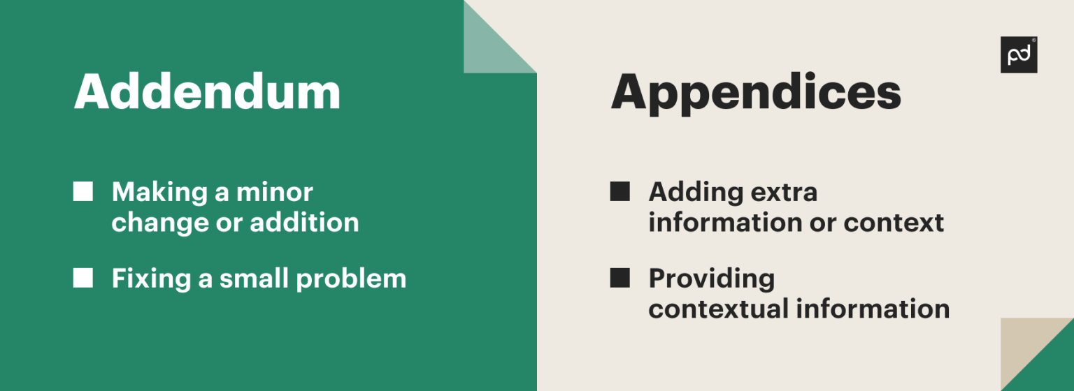 Addendum vs. Appendix: Definitions and Differences - PandaDoc