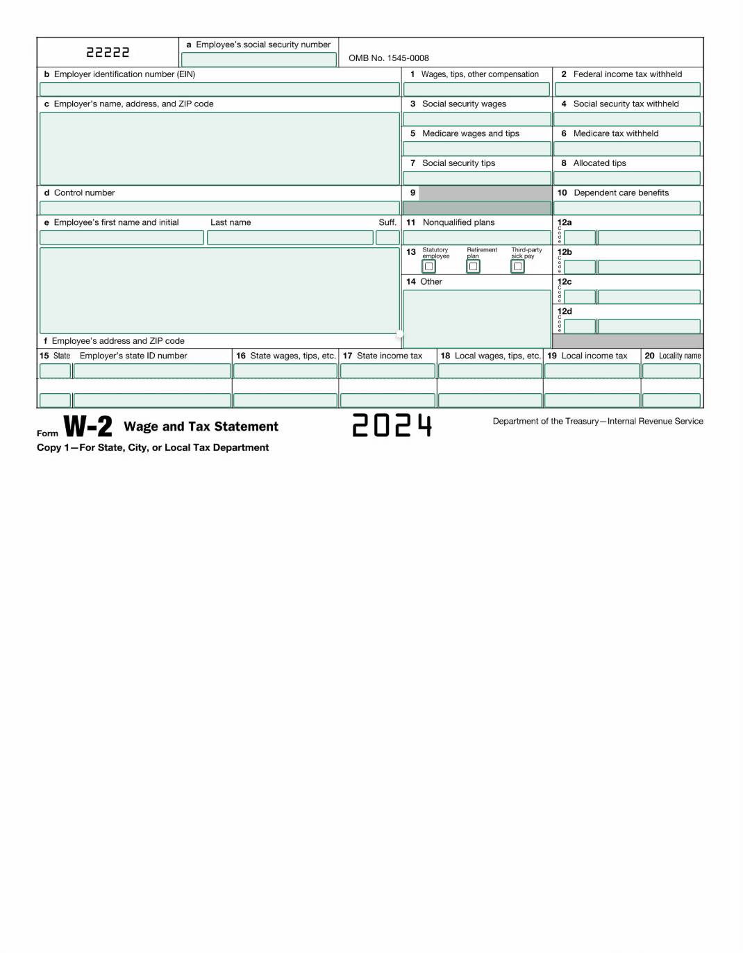 W2 Form Template - Create and Fill Online